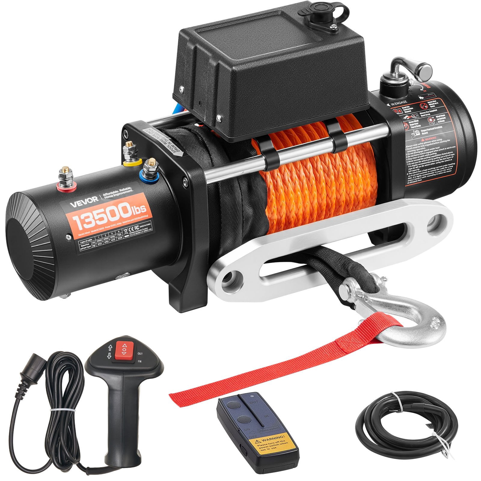 VEVOR Electric Winch, 13500 lbs Load Capacity, 12V DC Truck Winch with ...