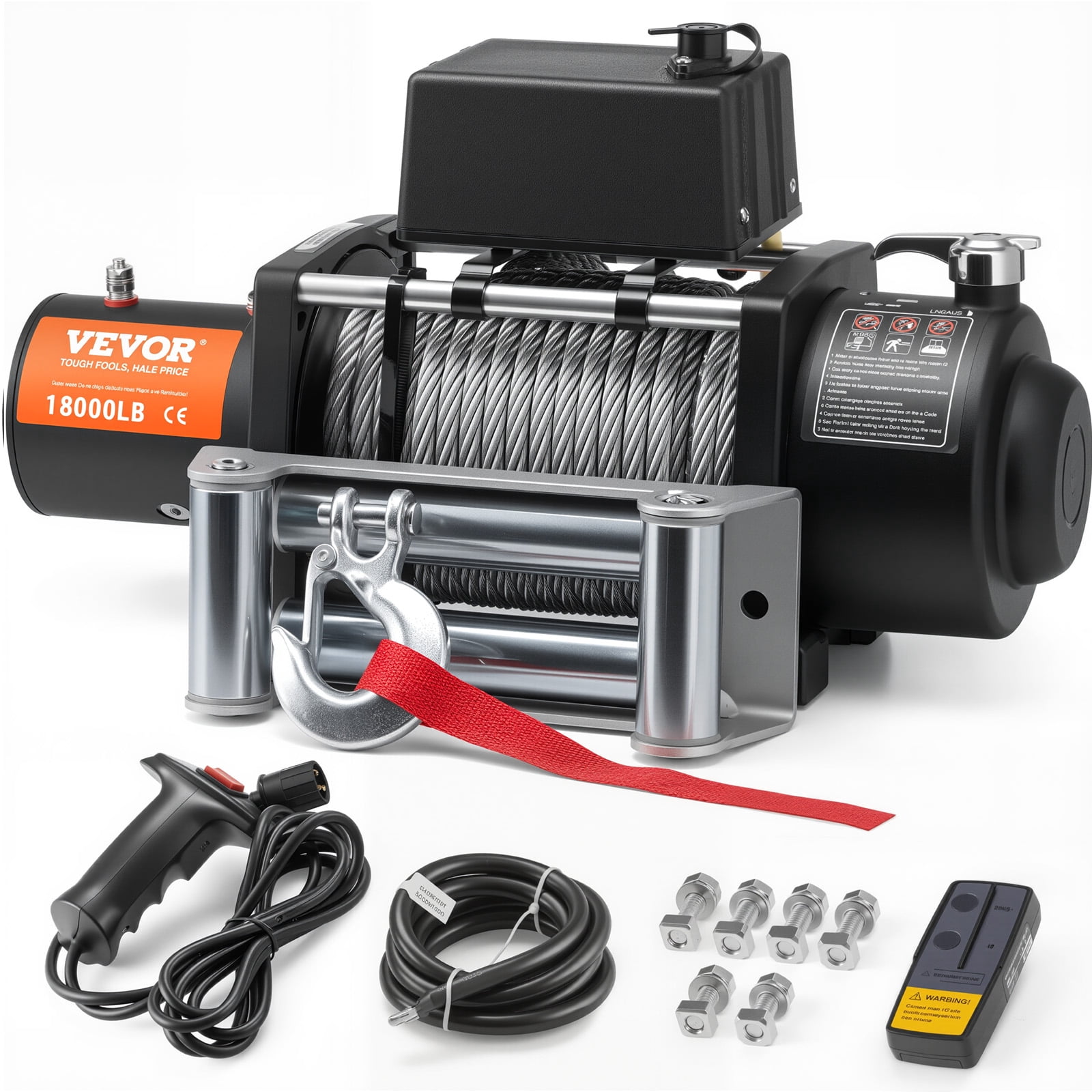 VEVOR Electric Winch, 18,000 lb, 12V DC Truck Winch with Φ7/16 in x 85 ...