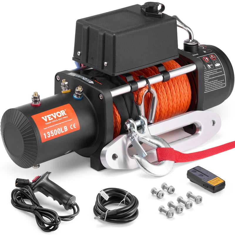 VEVOR Electric Winch for Truck 6000 lb Synthetic Rope Waterproof Remote ...