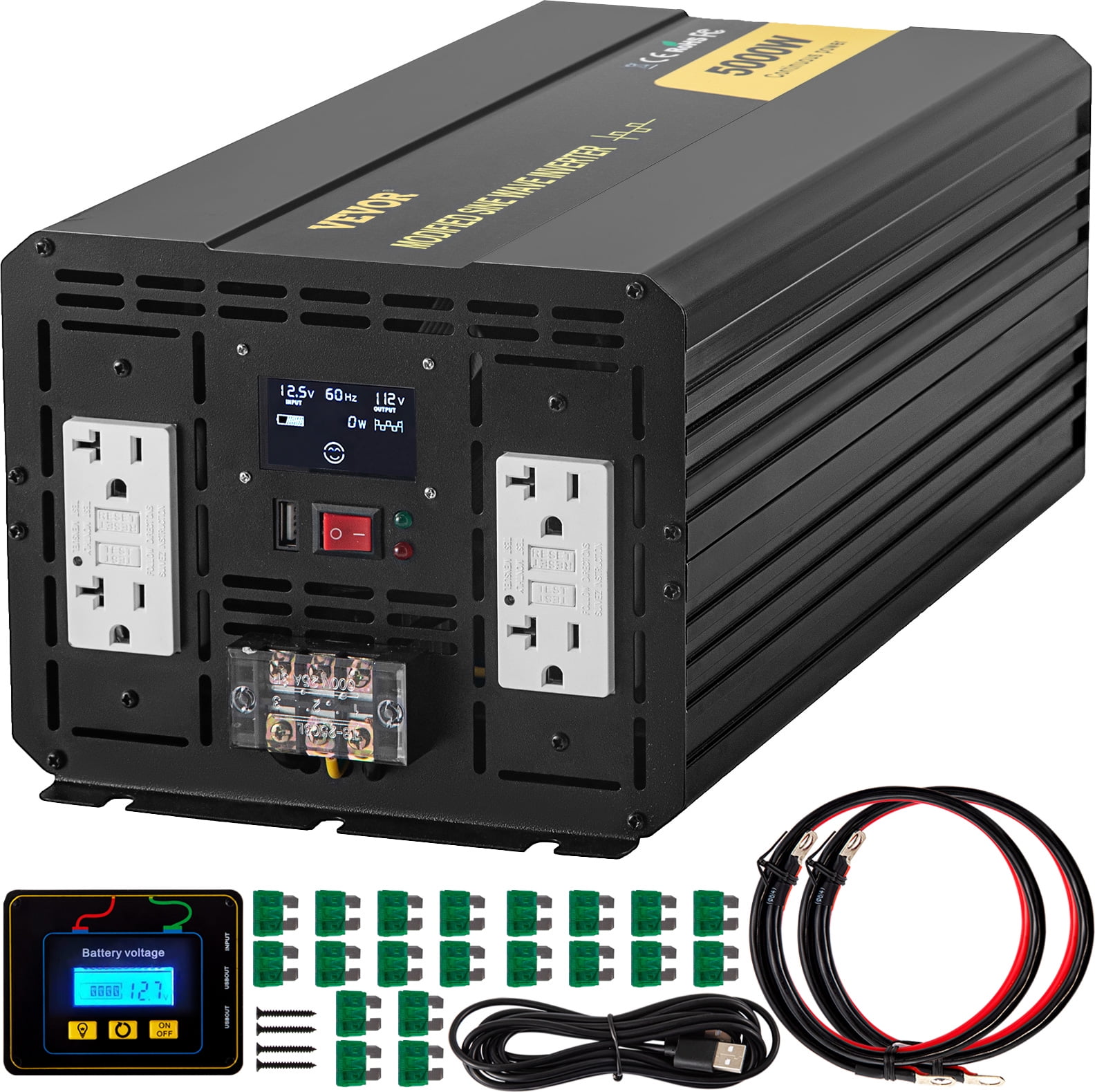 VEVOR Energy Converter, 5000W Modified Wave Transformer, 12V DC to 110V ...