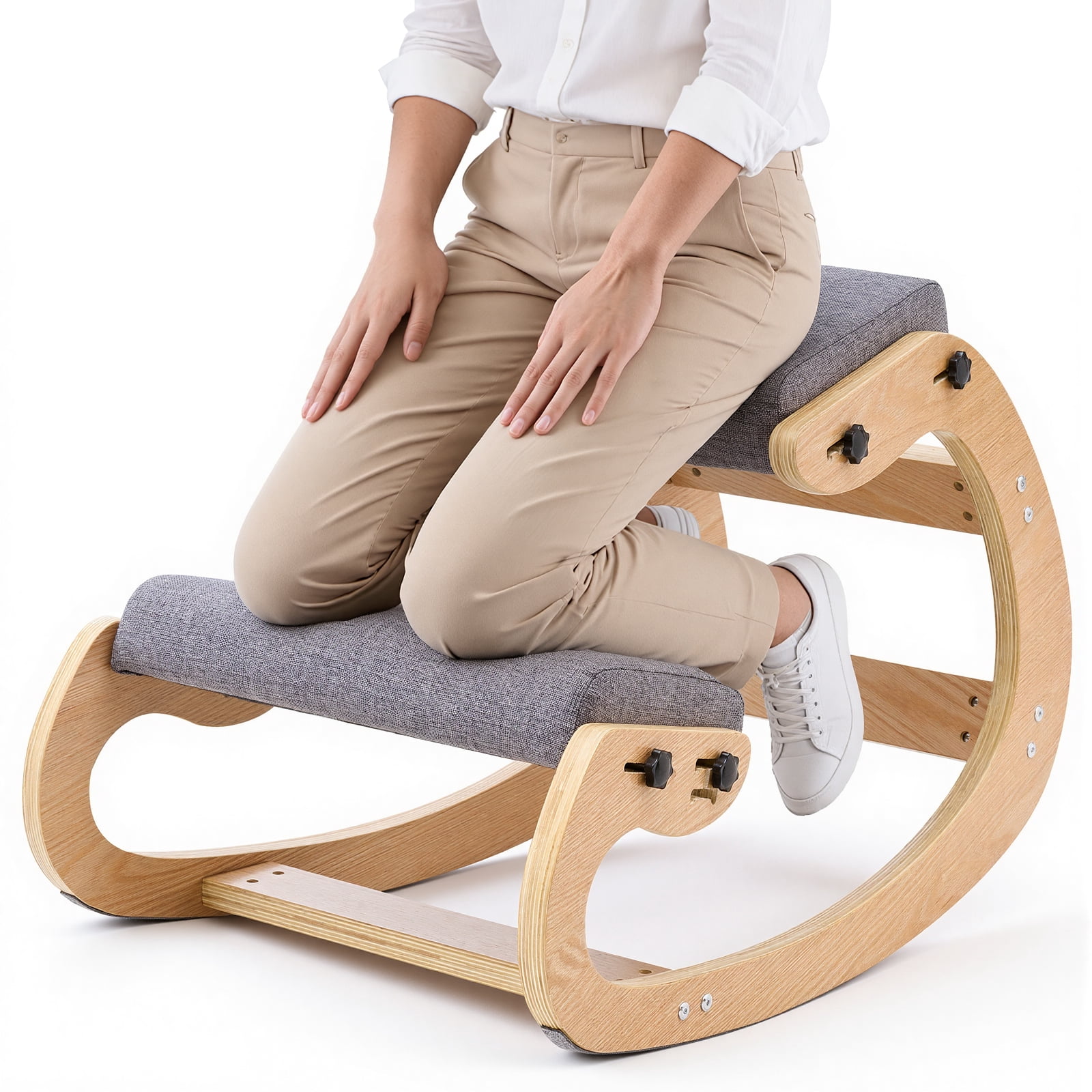 VEVOR Ergonomic Kneeling Chair, Wooden Posture Knee Chair with ...