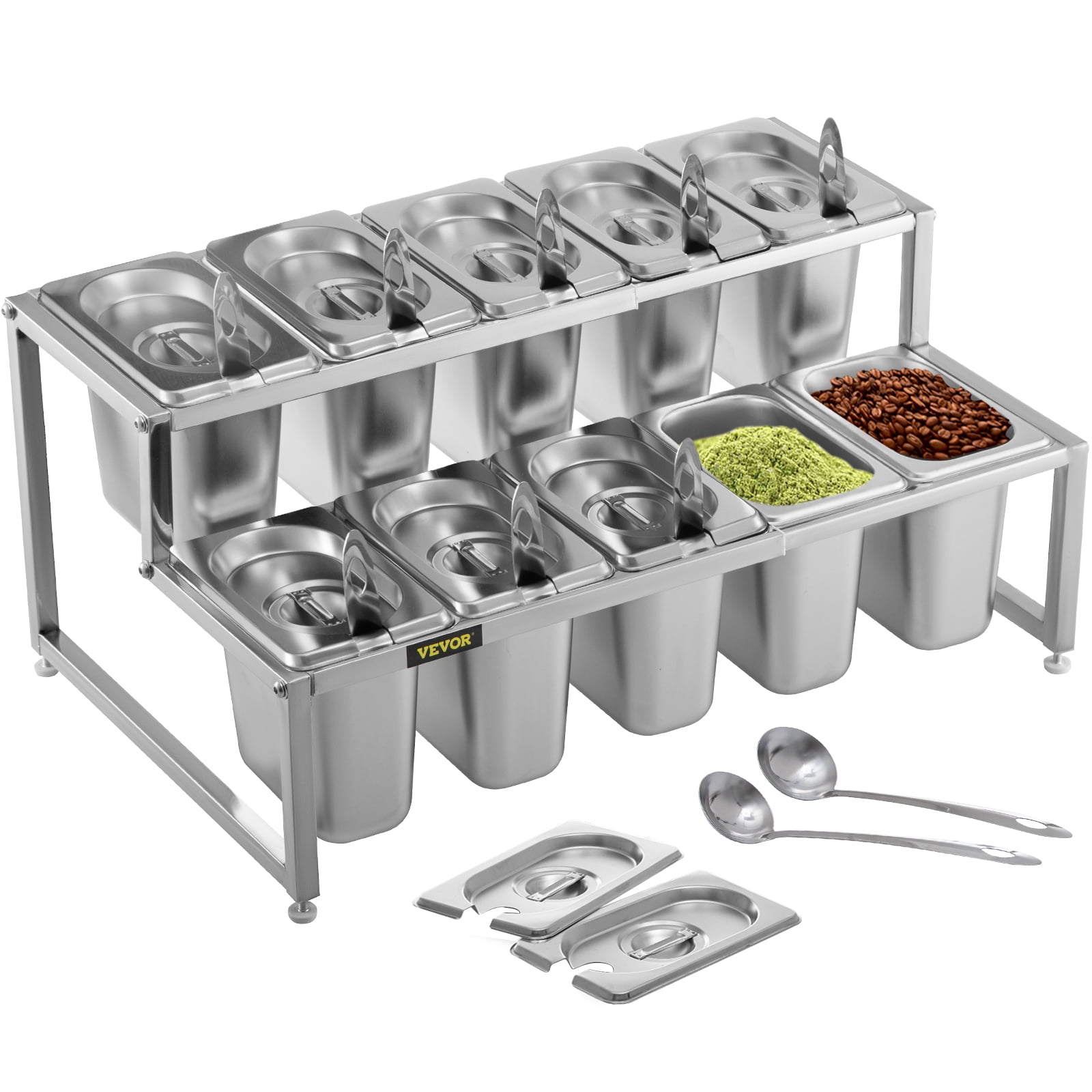VEVOR Expandable Spice Rack, 13.8-23.6 Adjustable, 2-Tier Stainless ...
