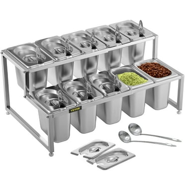 20"Pizza Topping Station with 8 Pans& Lids, Stainless Steel Food Pans ...