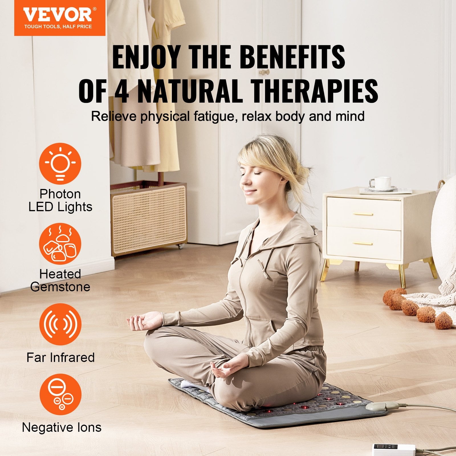 VEVOR Far Infrared Heating Pad Jade Tourmaline Stones Heating Pad 103 ...