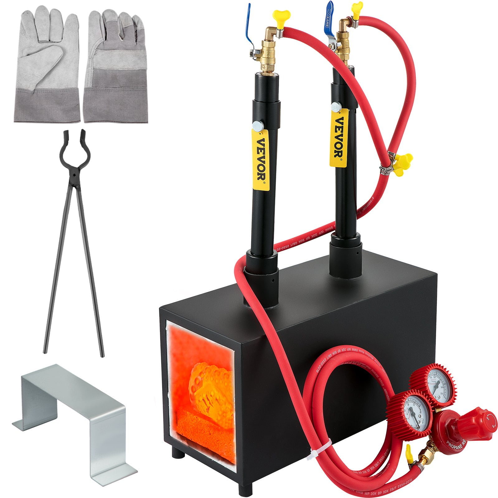 VEVOR Farrier Furnace, Dual Burners, Portable Metal Propane Knife Forge ...