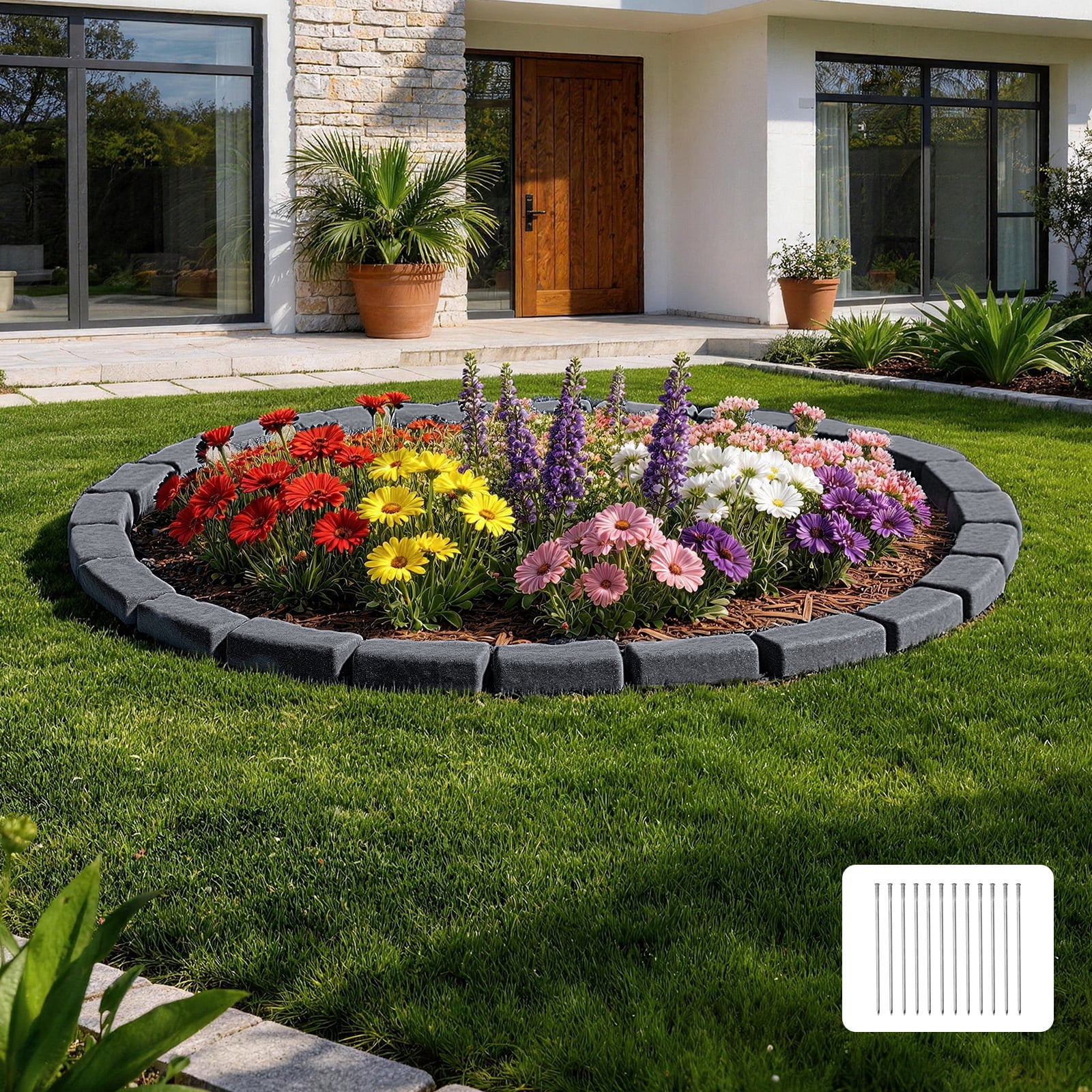 VEVOR Faux Stone Landscape Edging, 15.5 ft Kit, No Dig Garden Edging ...