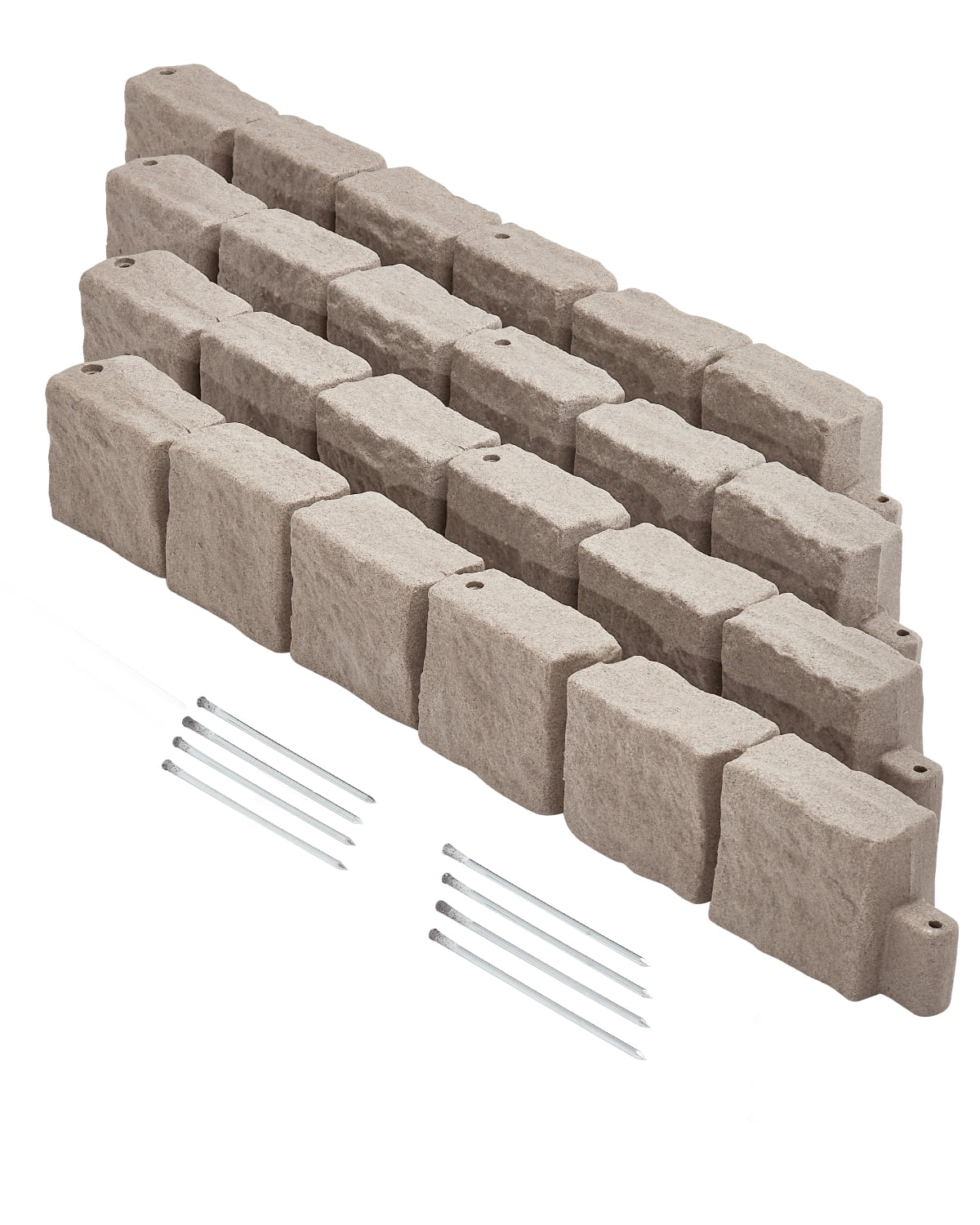 VEVOR Faux Stone Landscape Edging, 46.8 x 3.9 in Realistic Lawn Edging ...