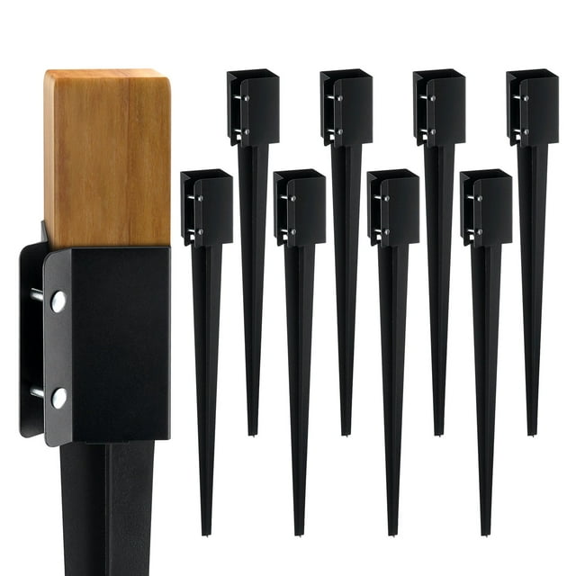 VEVOR Fence Post Anchor Ground Spike - 8 Pack, 36x4x4 Inches, Black ...