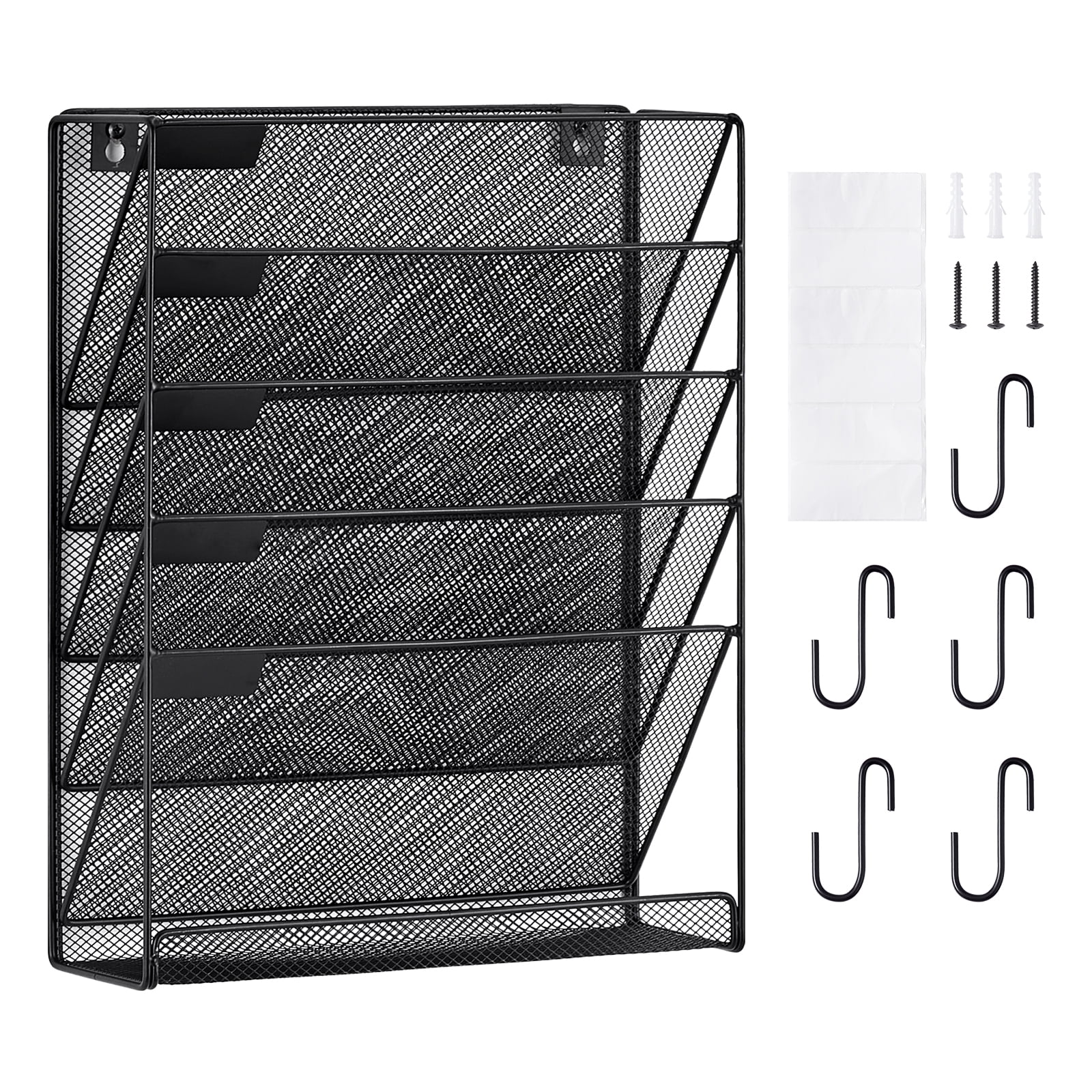 VEVOR File Wall Rack, One-Piece 6 Pockets Mesh Wall File Holder, Wall ...