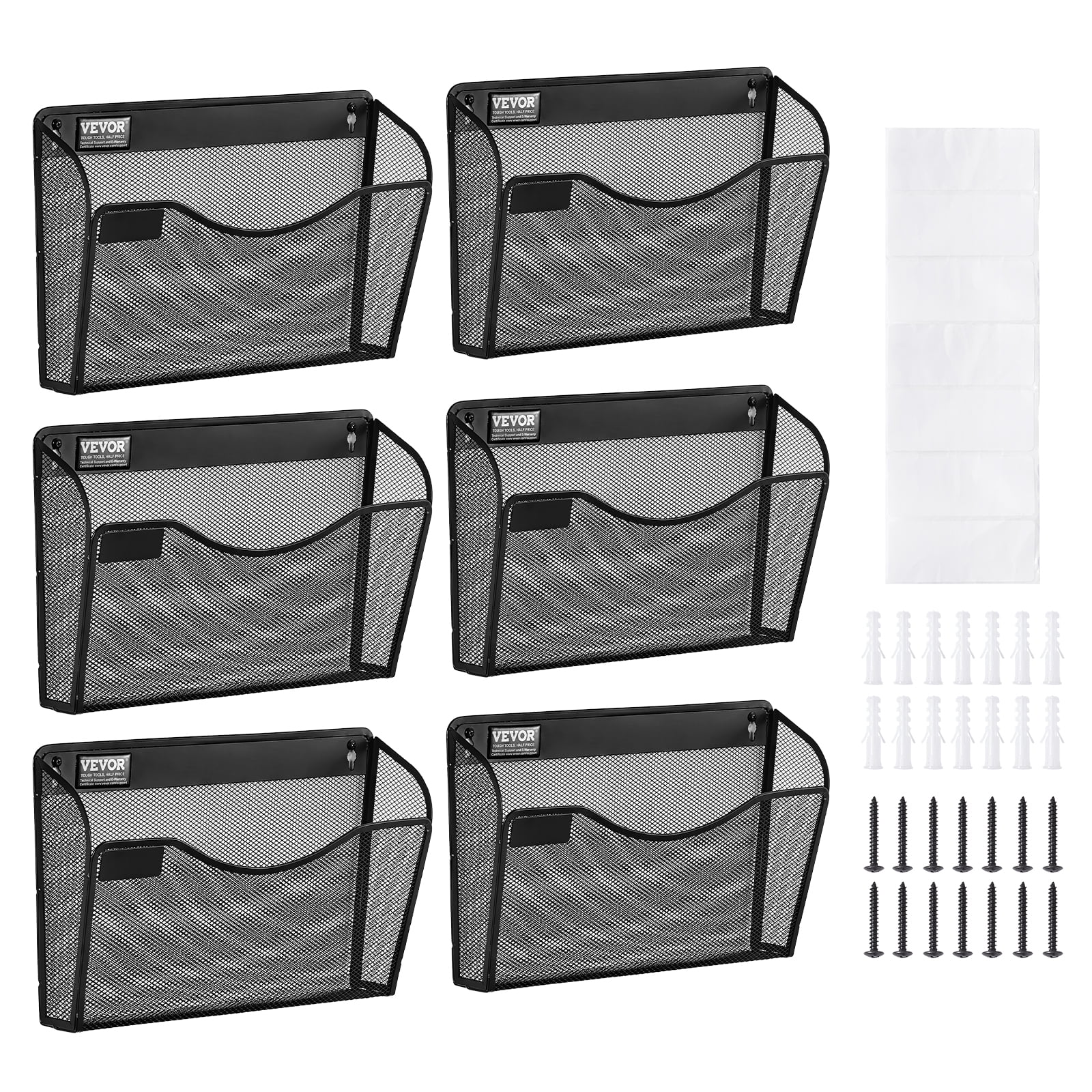 VEVOR File Wall Rack, Six-Piece 1 Pocket Mesh Wall File Holder, Wall ...
