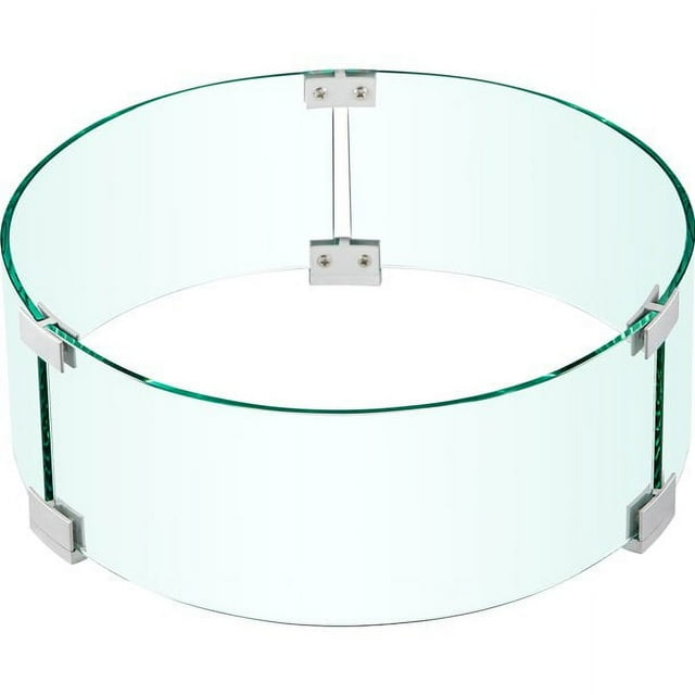 VEVOR Fire Pit Wind Guard, 17 x 17 x 6 inch Glass Flame Guard, Round ...