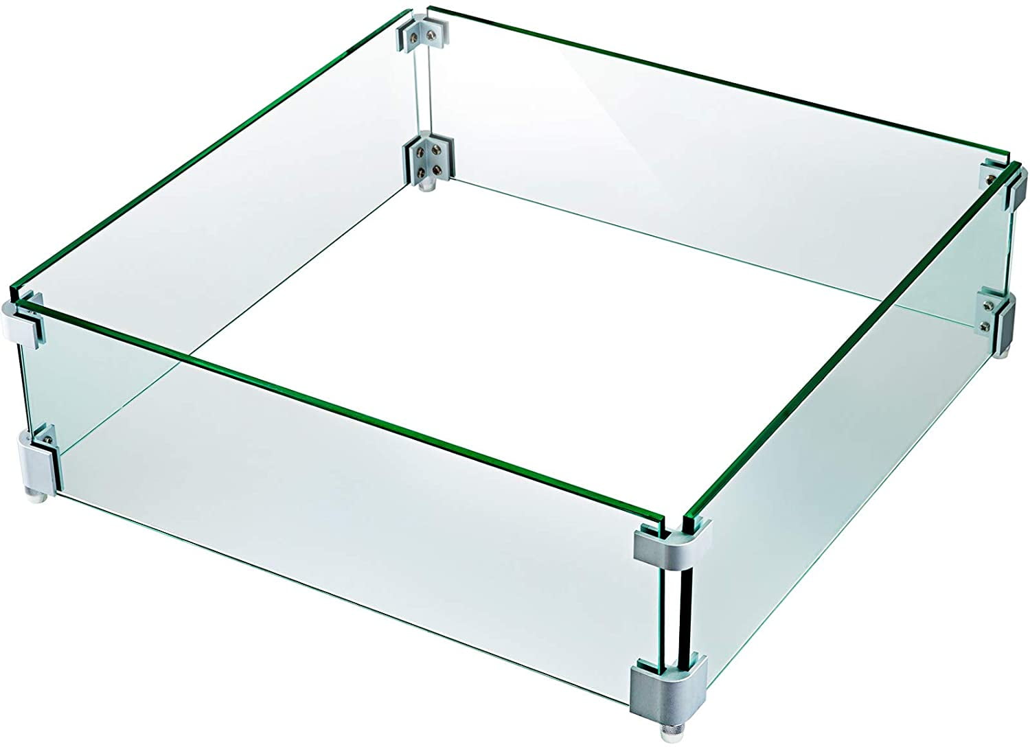 VEVOR Fire Pit Wind Guard 21 x 21 x 6 Inch Glass Flame Guard, Rectangle ...