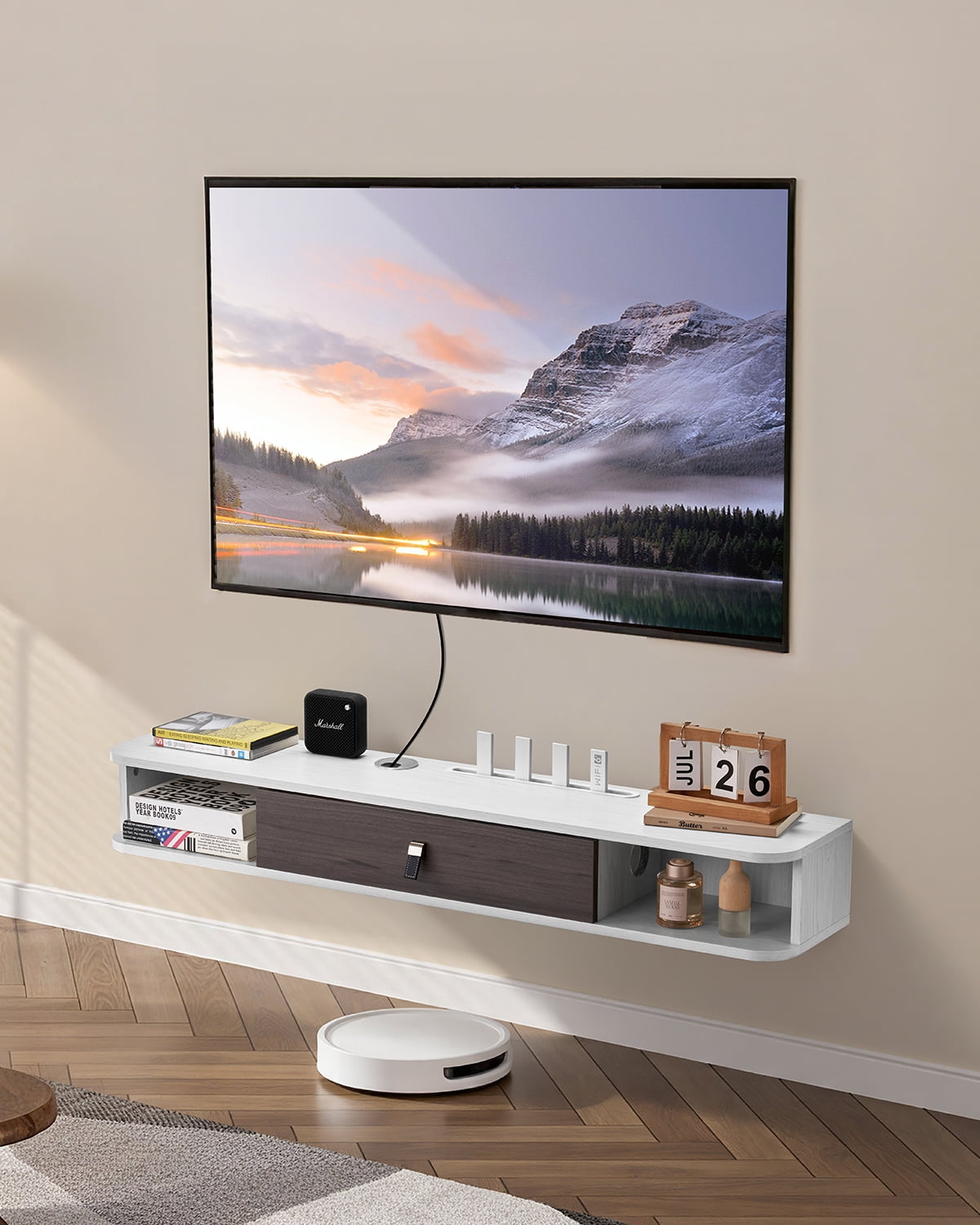 VEVOR Floating TV Stand, 47 in Wall Mount Entertainment Center with ...