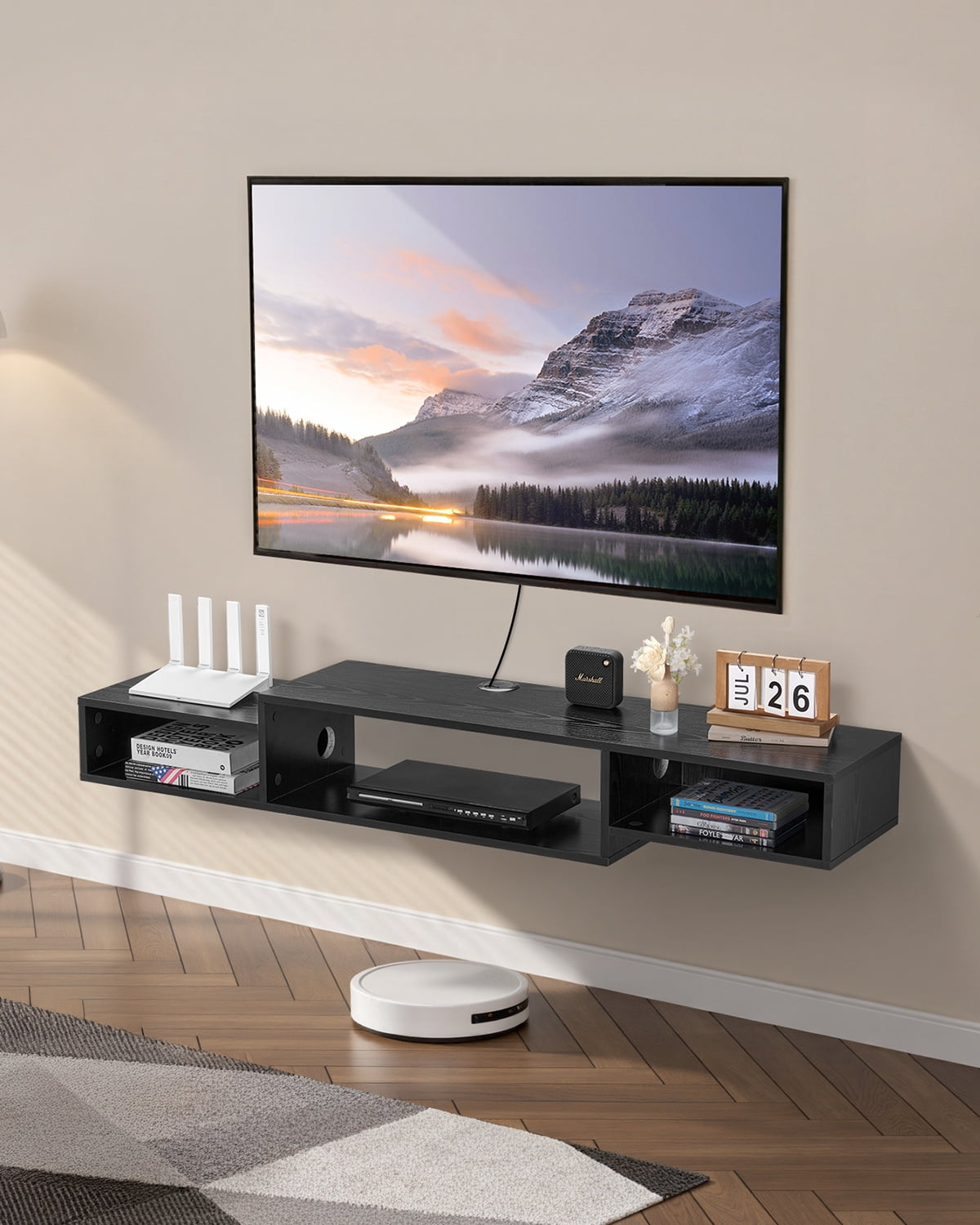 VEVOR Floating TV Stand, 59" Wall Mount Entertainment Center with Power ...