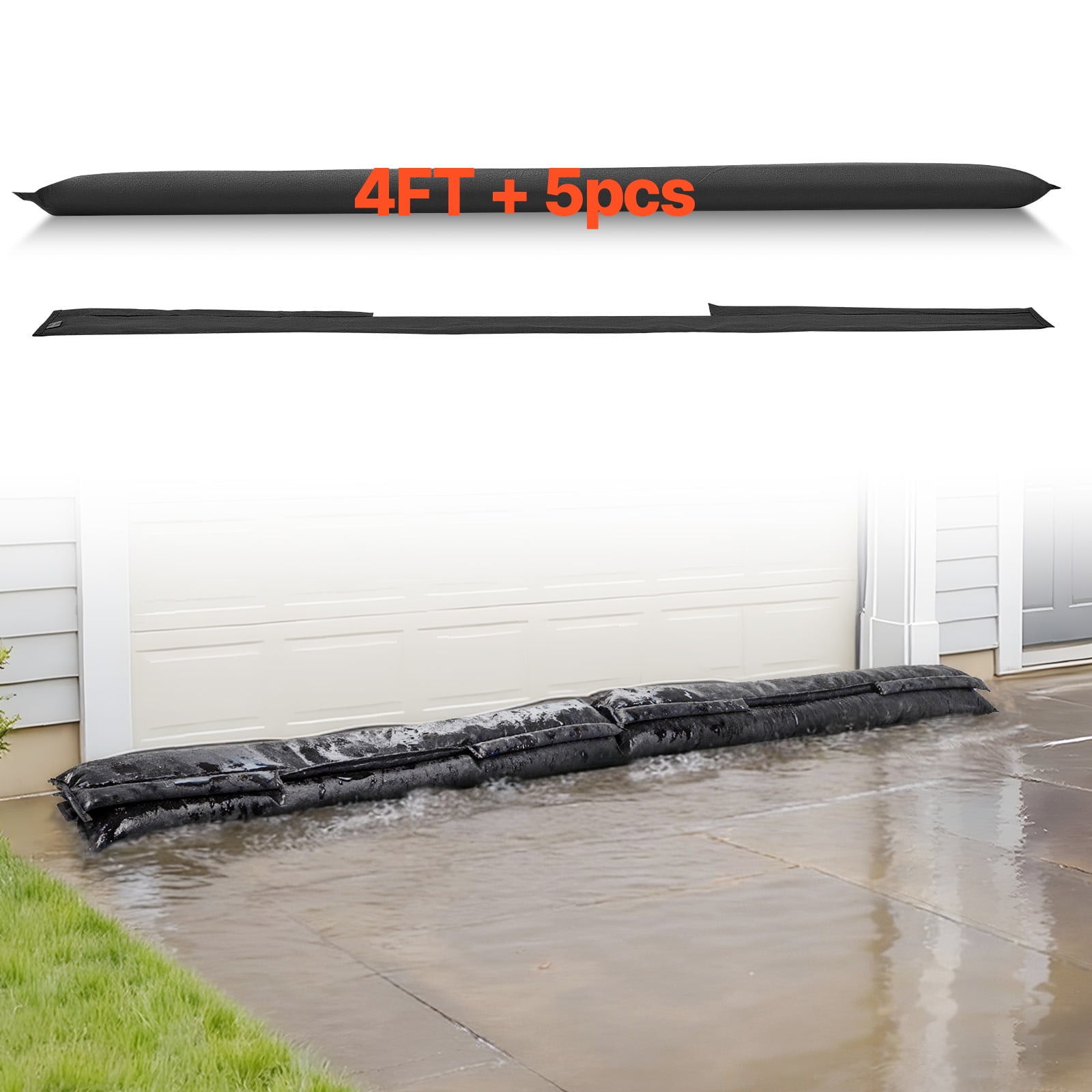 VEVOR Flood Barrier, 4 Pack, 5 x 0.7 ft Flood Bags Activated by Water ...