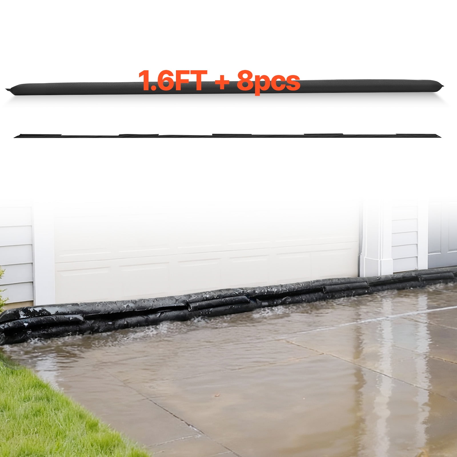 VEVOR Flood Barrier, 8 Pack, 1.6 x 1.4 ft Flood Bags Activated by Water ...