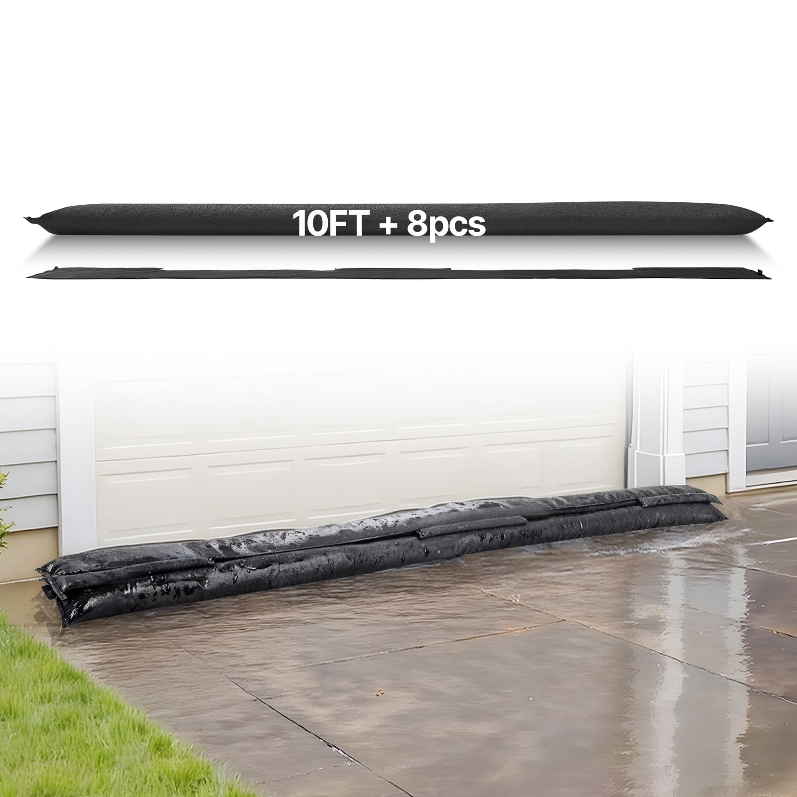 VEVOR Flood Barrier, 8 Pack, 10 x 0.7 ft Flood Bags Activated by Water ...