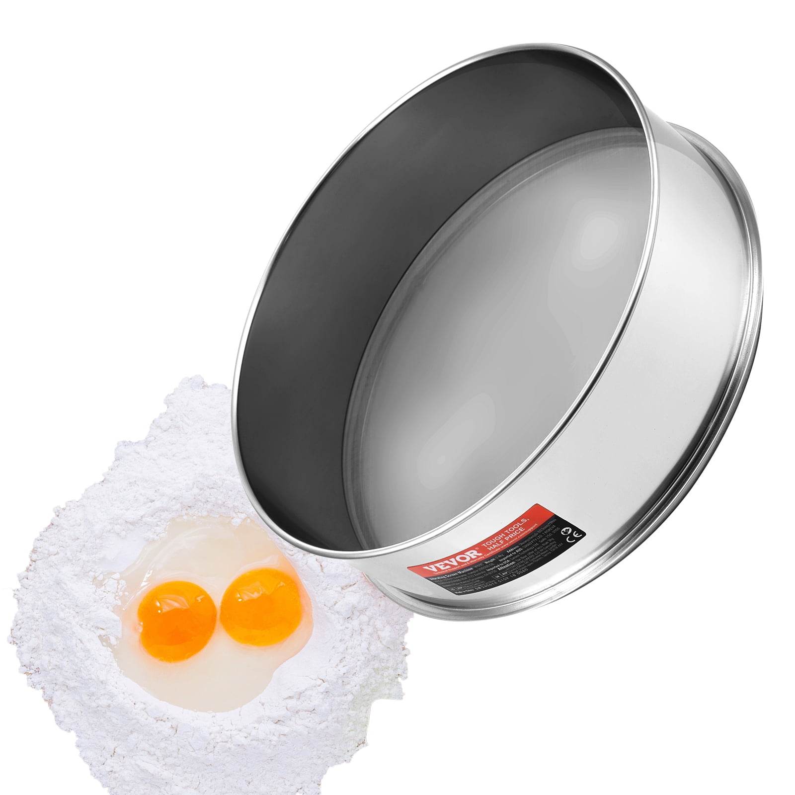 VEVOR Flour Sieve Fine Mesh,80 Mesh Flour Sifter, 304 Stainless Steel ...