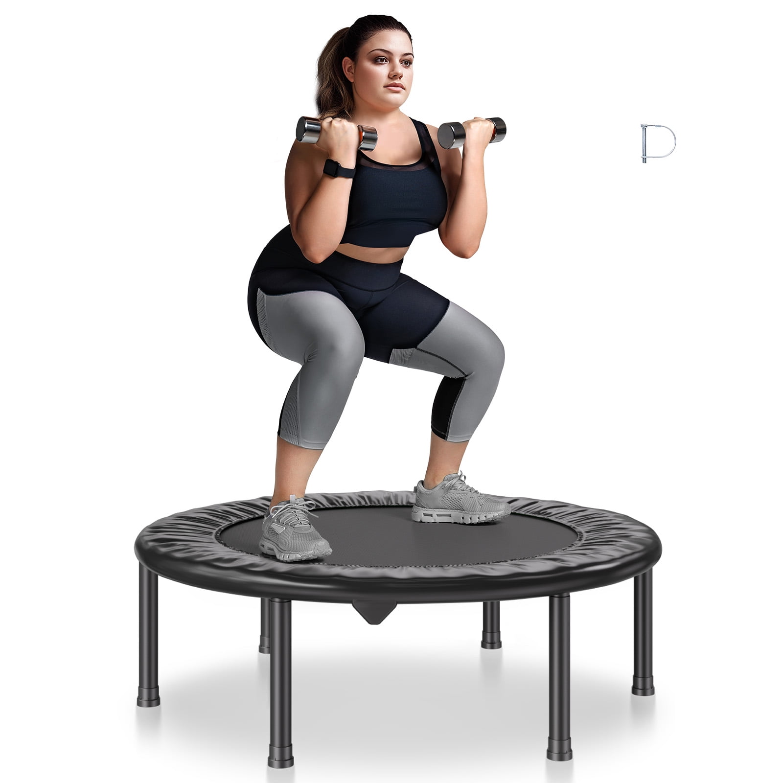 VEVOR Foldable Mini Trampoline, 36 Inch Fitness Rebounder, Max Load 220 ...