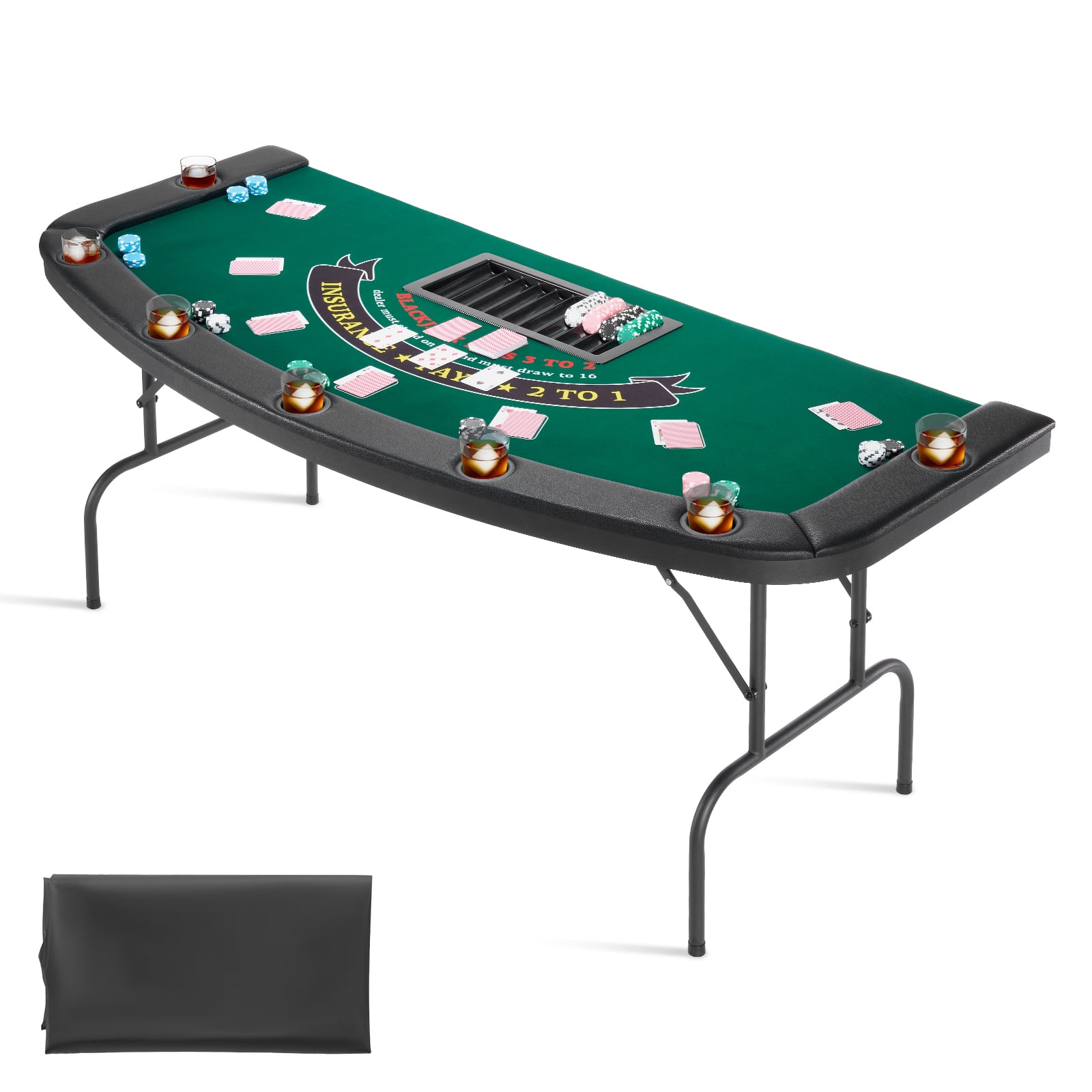 VEVOR Foldable Poker Table, 7 Player 72 in Folding Casino Leisure Table ...