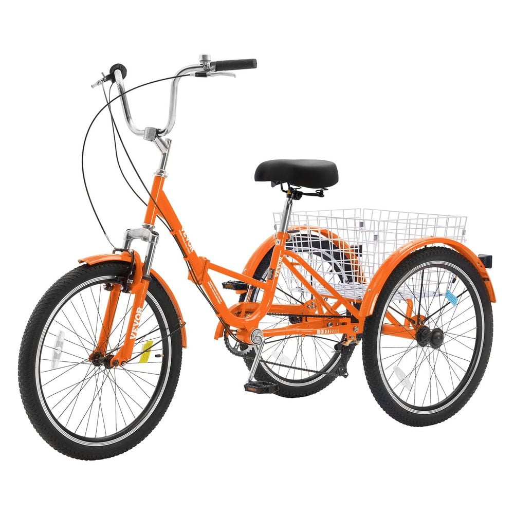 VEVOR Folding Adult Tricycle 24-Inch 7-Speed Adult Folding Trikes ...