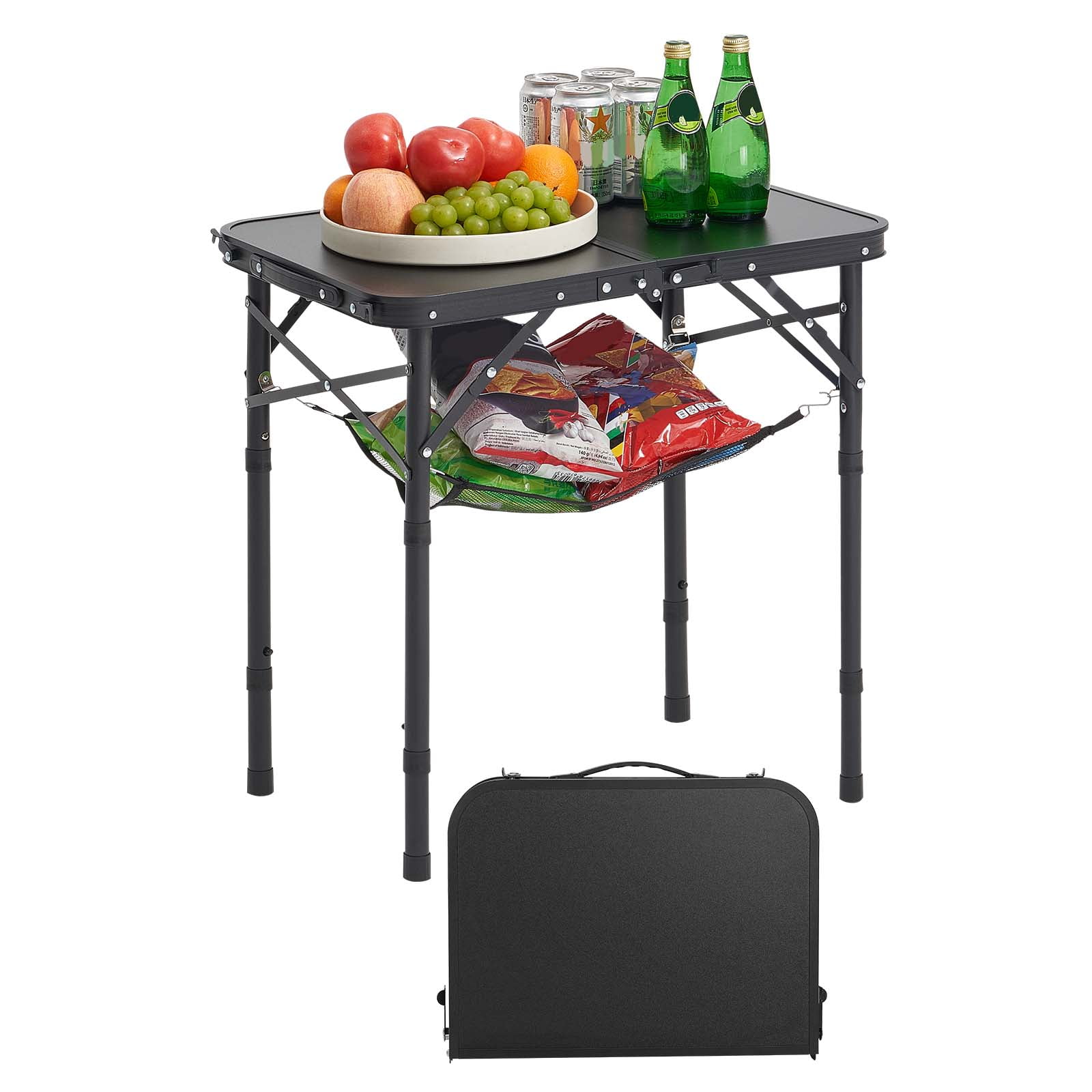 VEVOR Folding Camping Table, Adjustable Height Portable Side Tables ...