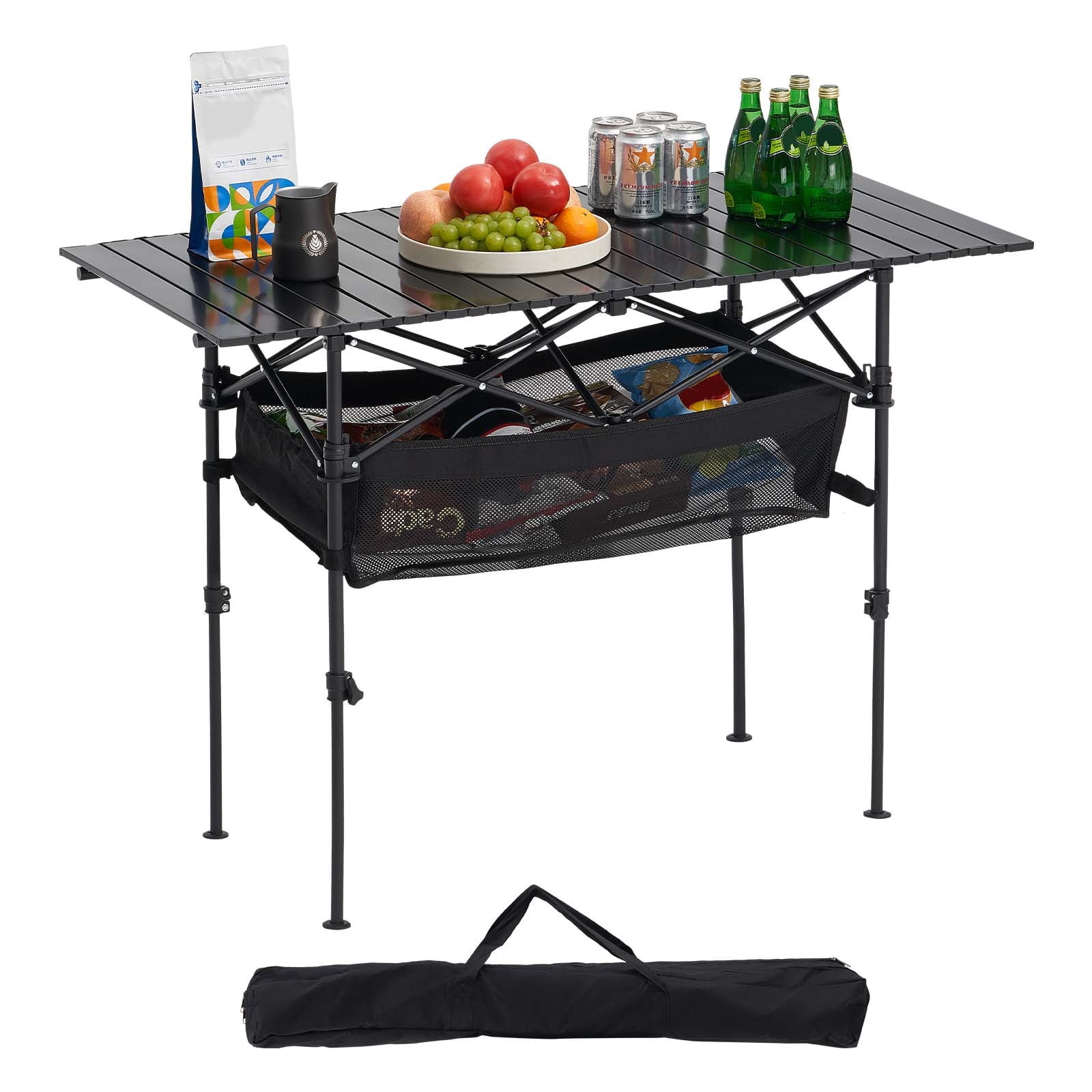 VEVOR Folding Camping Table, Portable Roll Up Side Tables, Lightweight ...