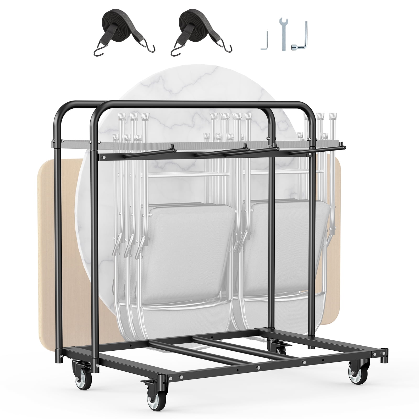 VEVOR Folding Chair Rack, 400 LBS Capacity, Heavy-duty Chair Cart for 5 ...