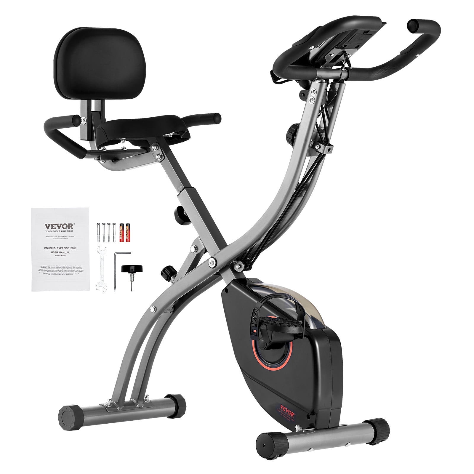 VEVOR Folding Exercise Bike, Foldable Fitness Stationary Bike ...