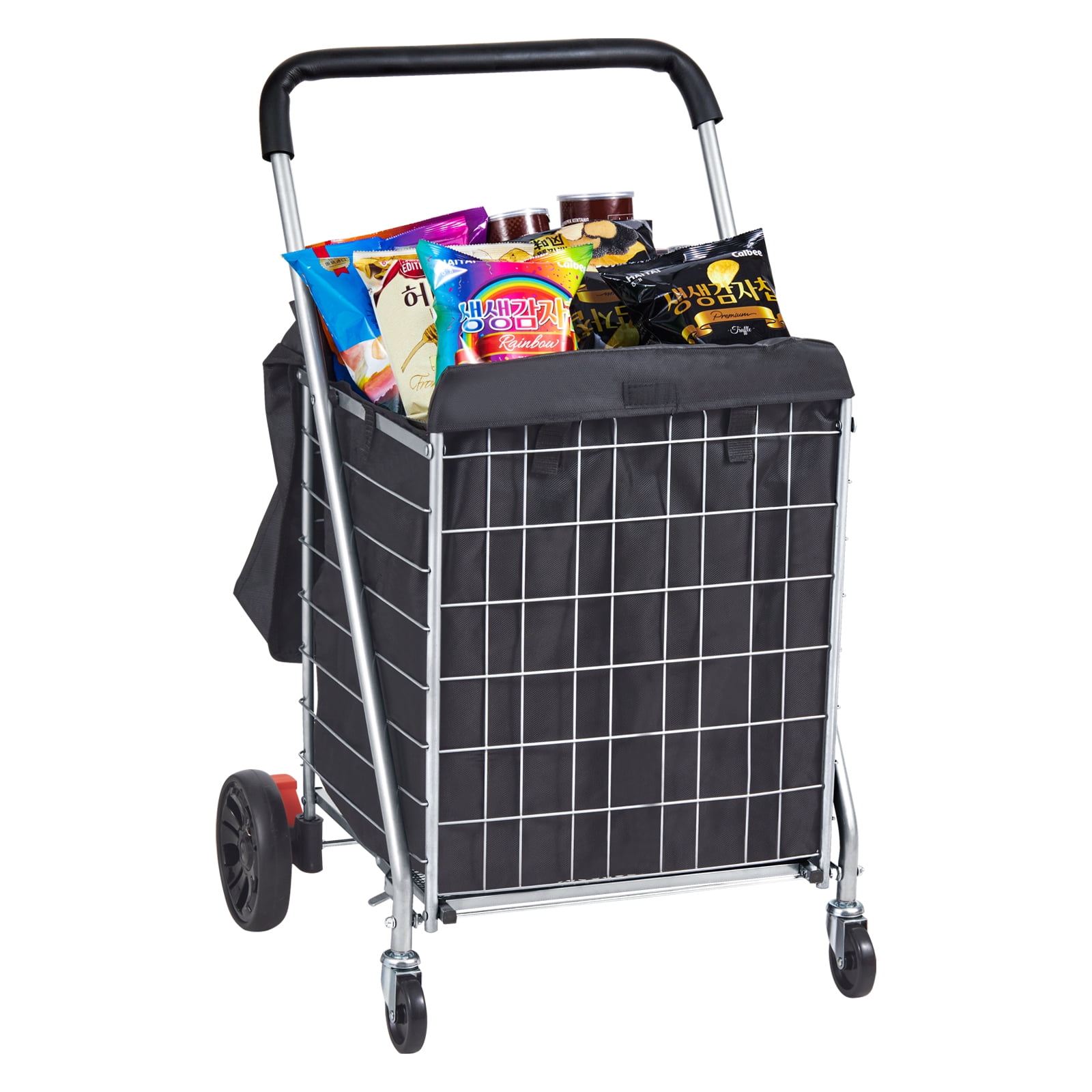 VEVOR Folding Shopping Cart, 200 lbs Max Load Capacity, Grocery Utility ...