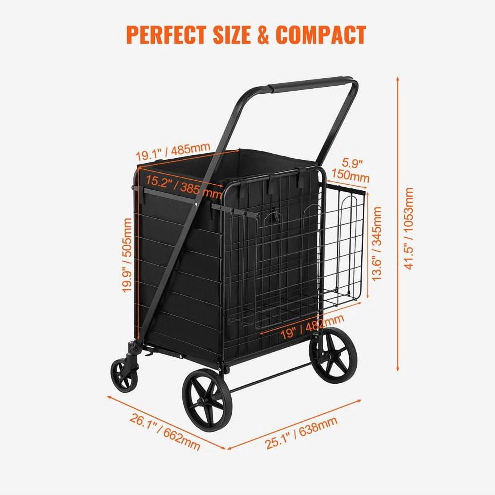 VEVOR Folding Shopping Cart with Removable Waterproof Liner, Max 330LBS ...