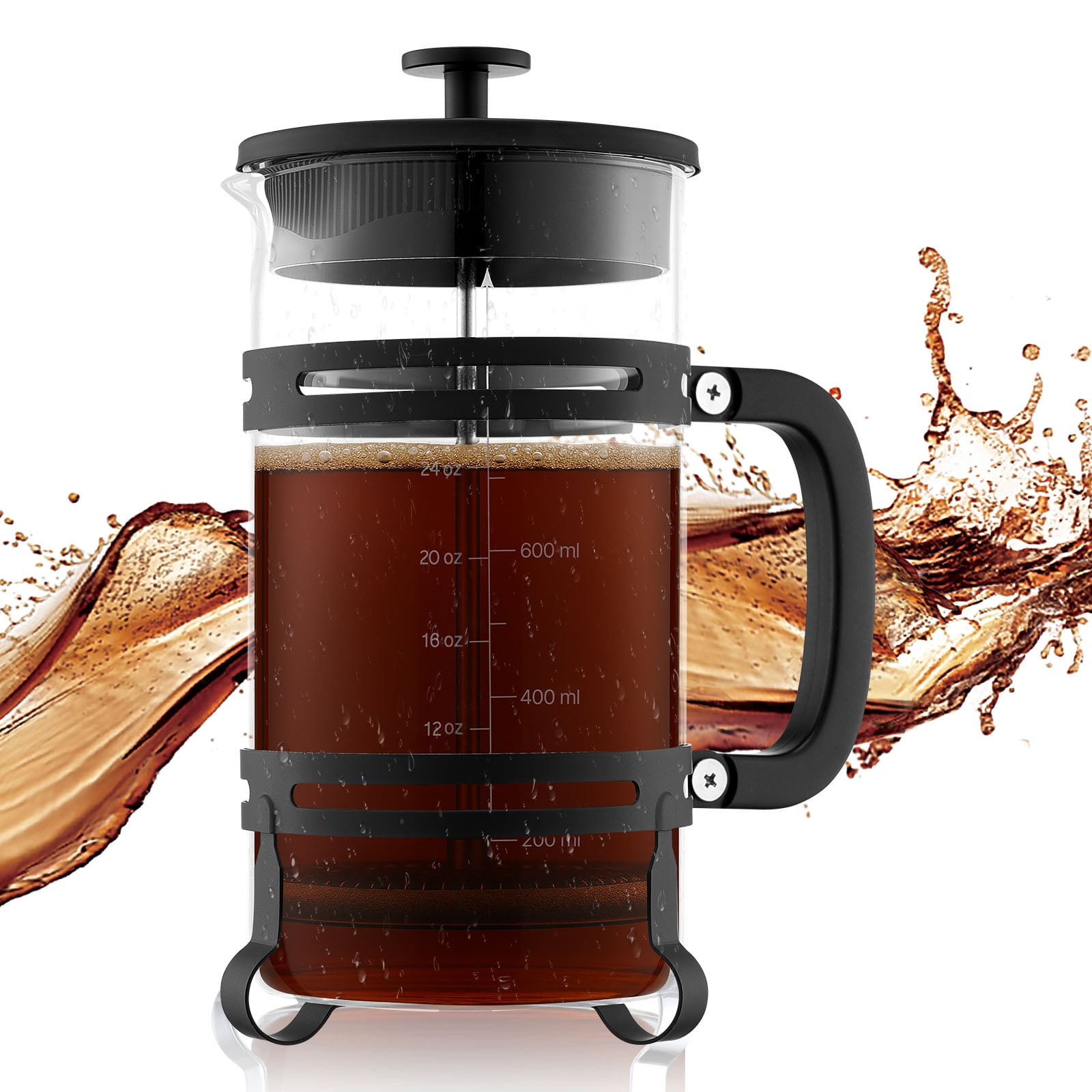 VEVOR French Press Coffee Maker, 34 Ounce 1 Liter Borosilicate Glass ...