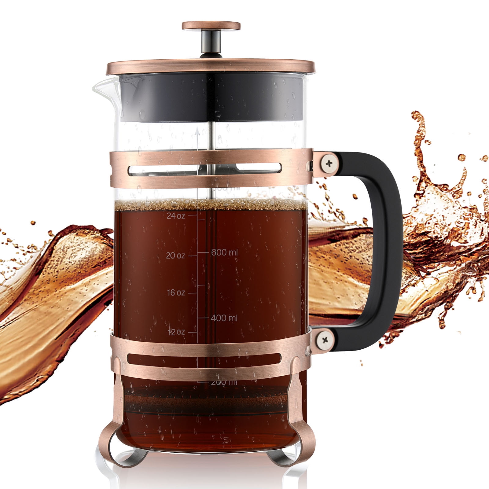 VEVOR French Press Coffee Maker, 34 Ounce 1 Liter Borosilicate Glass ...