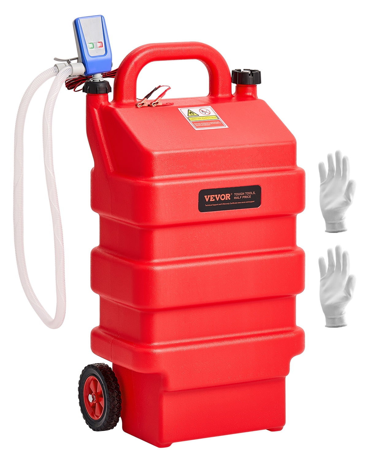 VEVOR Fuel Caddy, 16 Gallon, Portable Fuel Tank with 12V DC 2.5 GPM ...