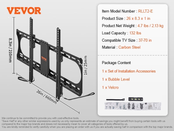 VEVOR Full Motion TV Mount Fit for Most 26-90in TVs Swivel Tilt ...