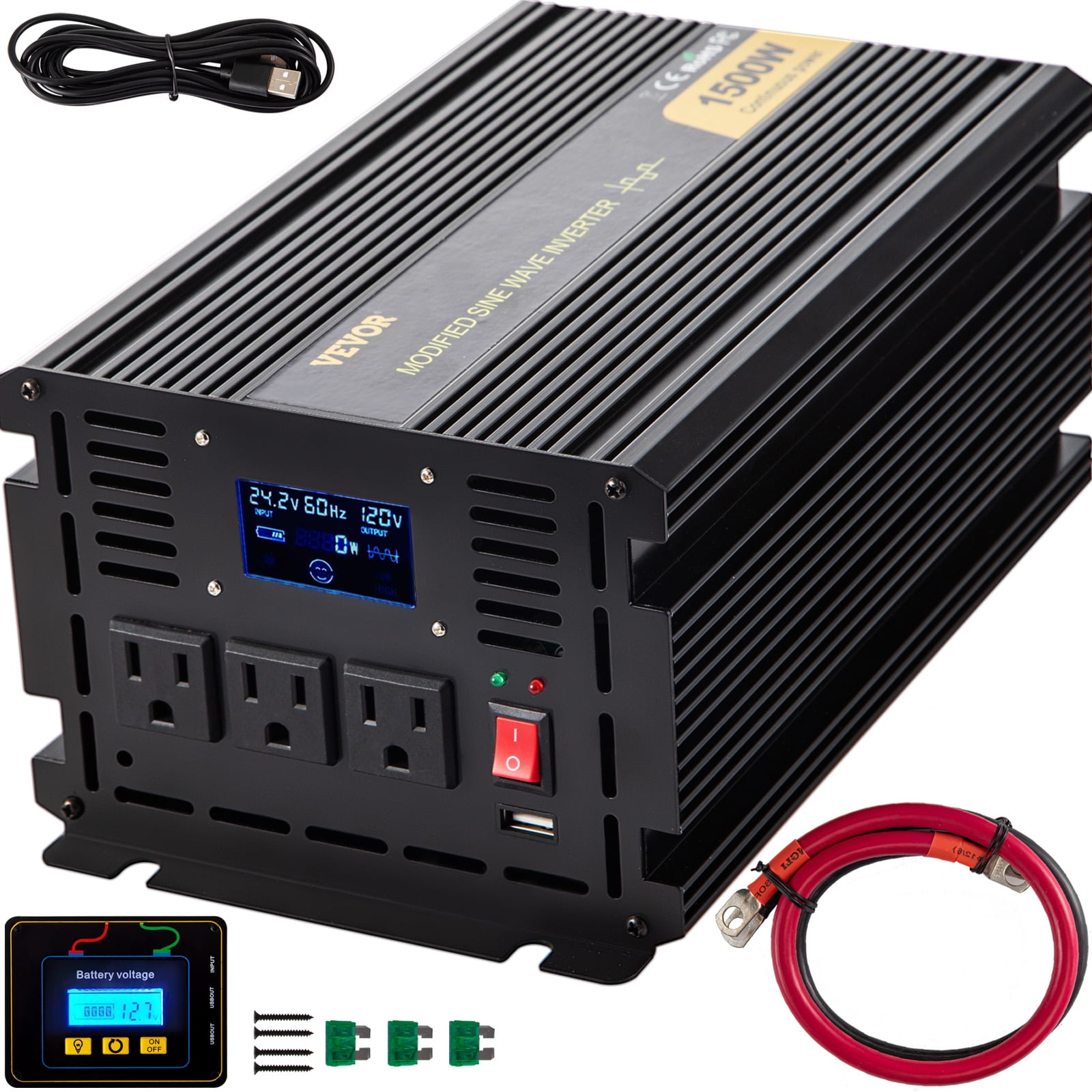 VEVOR GYM-1500W Power Inverter - 1500W Continuous - Walmart.com