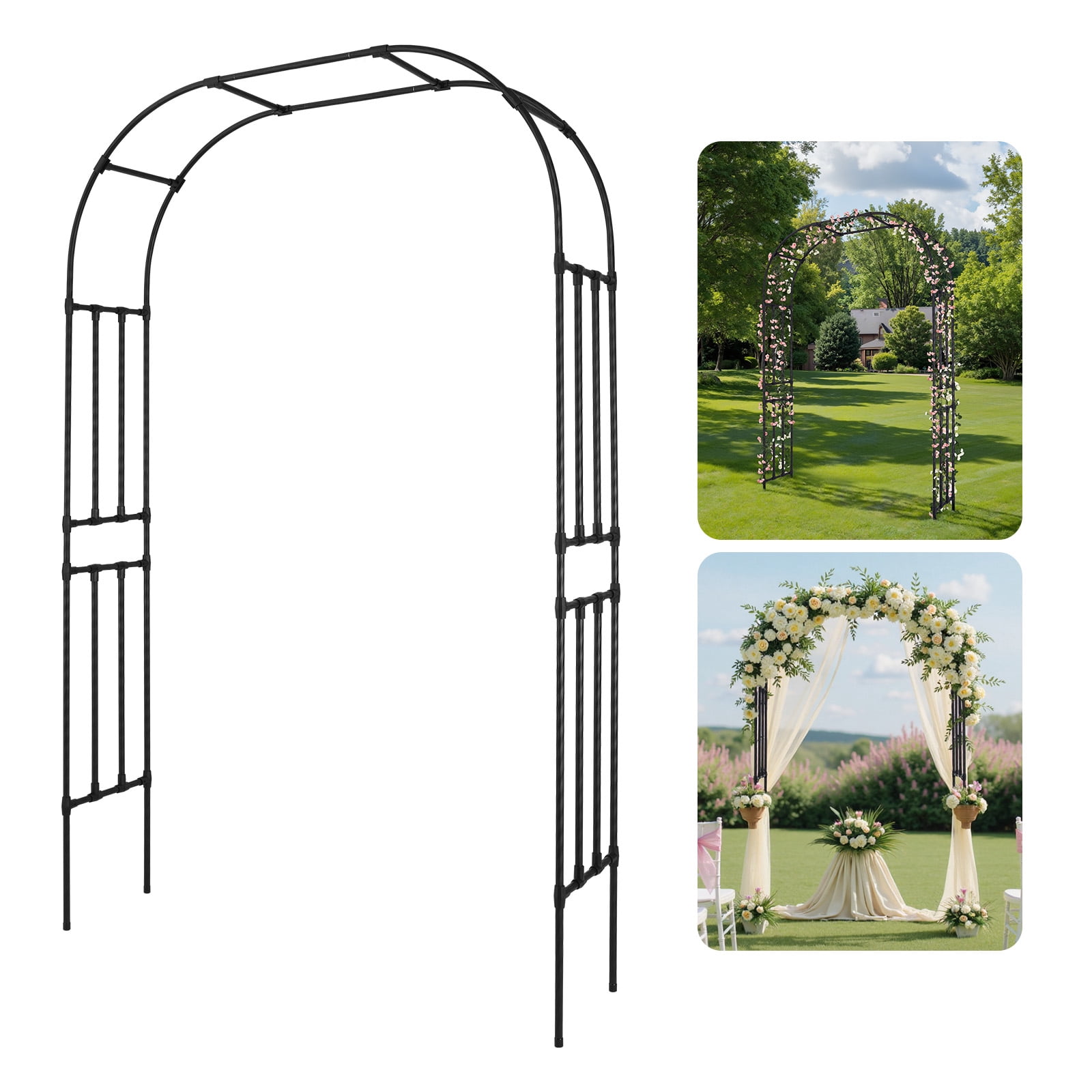 VEVOR Garden Arbor, 94.5 (H) x 59 (W) x 15.8 (D) in Metal Archway ...