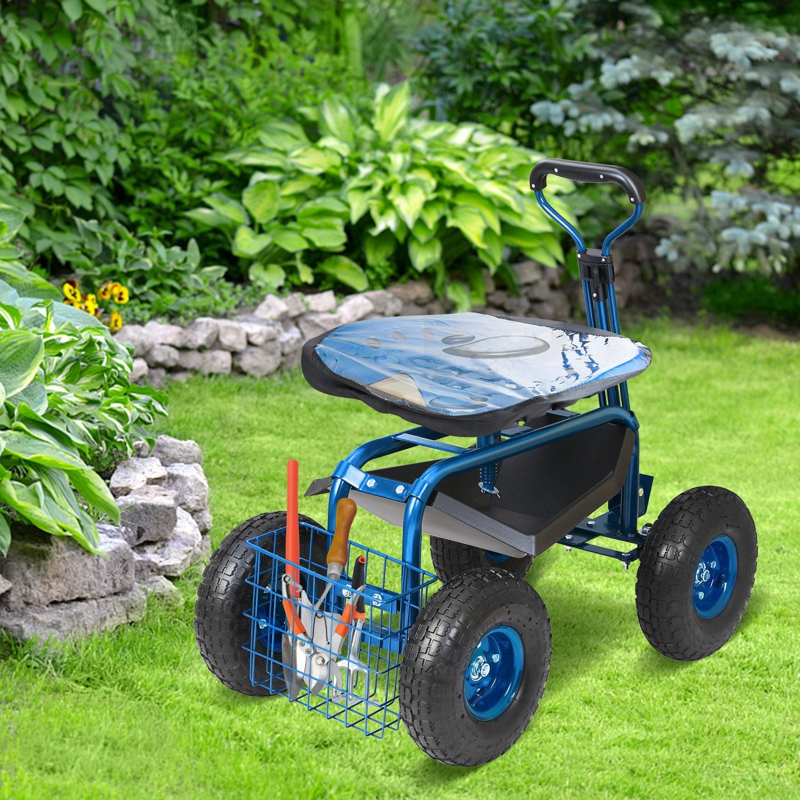 VEVOR Garden Cart Rolling Workseat with Wheels, Gardening Stool for ...