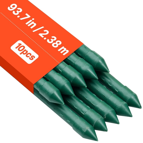VEVOR, Garden Stakes, 93.7 inch, Plastic Coated Metal Tomato Stakes ...