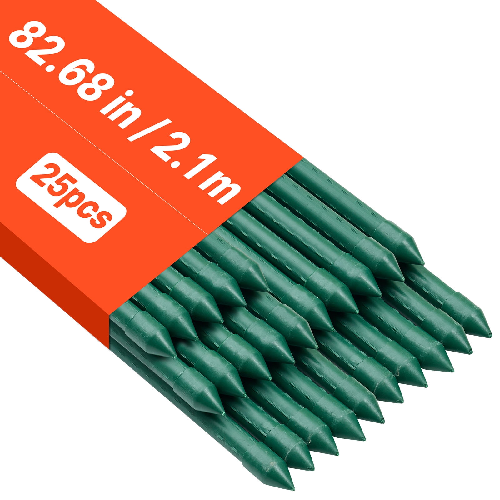 VEVOR Garden Stakes, 25 Pack, 82.68 inch, Plastic Coated Metal Tomato ...