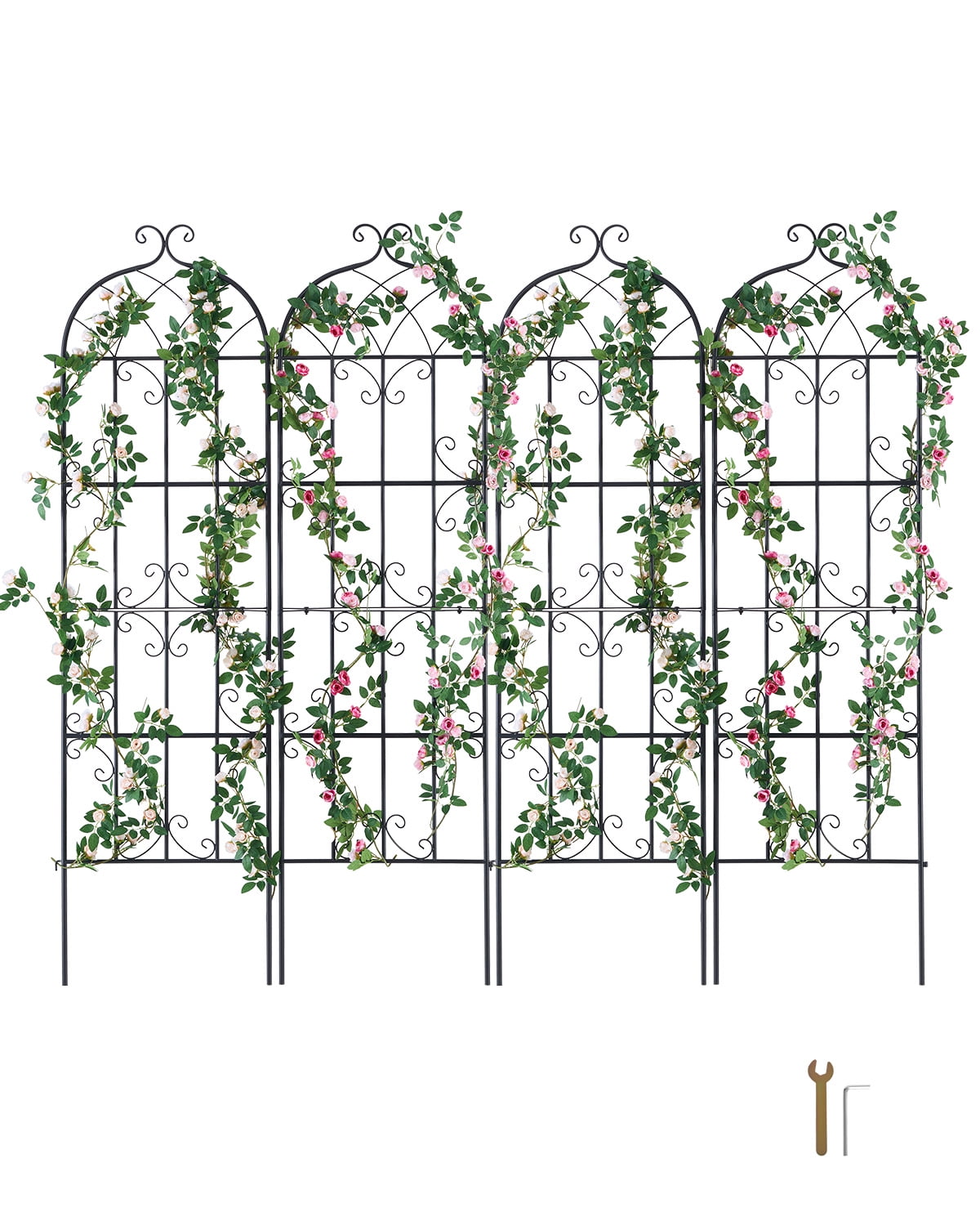 VEVOR Garden Trellis for Climbing Plants, 71 x 20 in, 4 Packs Rustproof ...