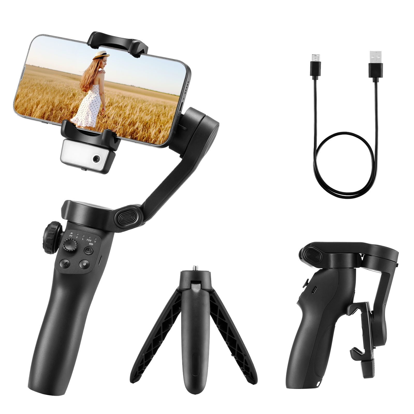 VEVOR Gimbal Stabilizer for Smartphone, 3-Axis Stabilization, AI ...