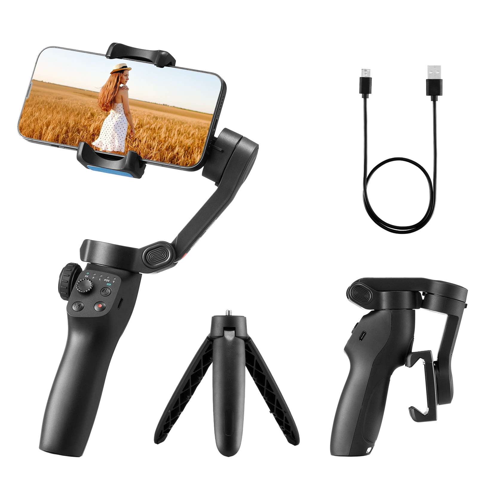 VEVOR Gimbal Stabilizer for Smartphone, 3-Axis Stabilization, Phone ...