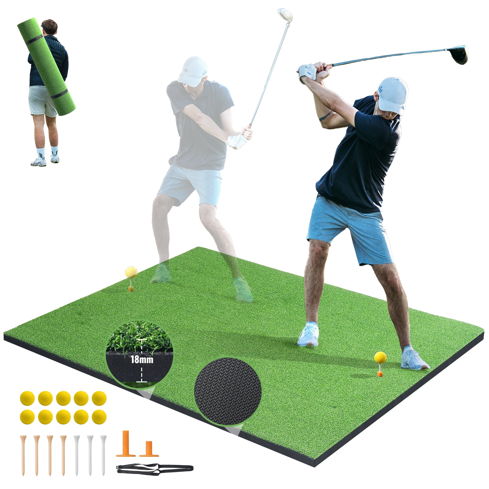 VEVOR Golf Hitting Mat, 5x4ft Artificial Turf Golf Hitting Mat, Golf ...
