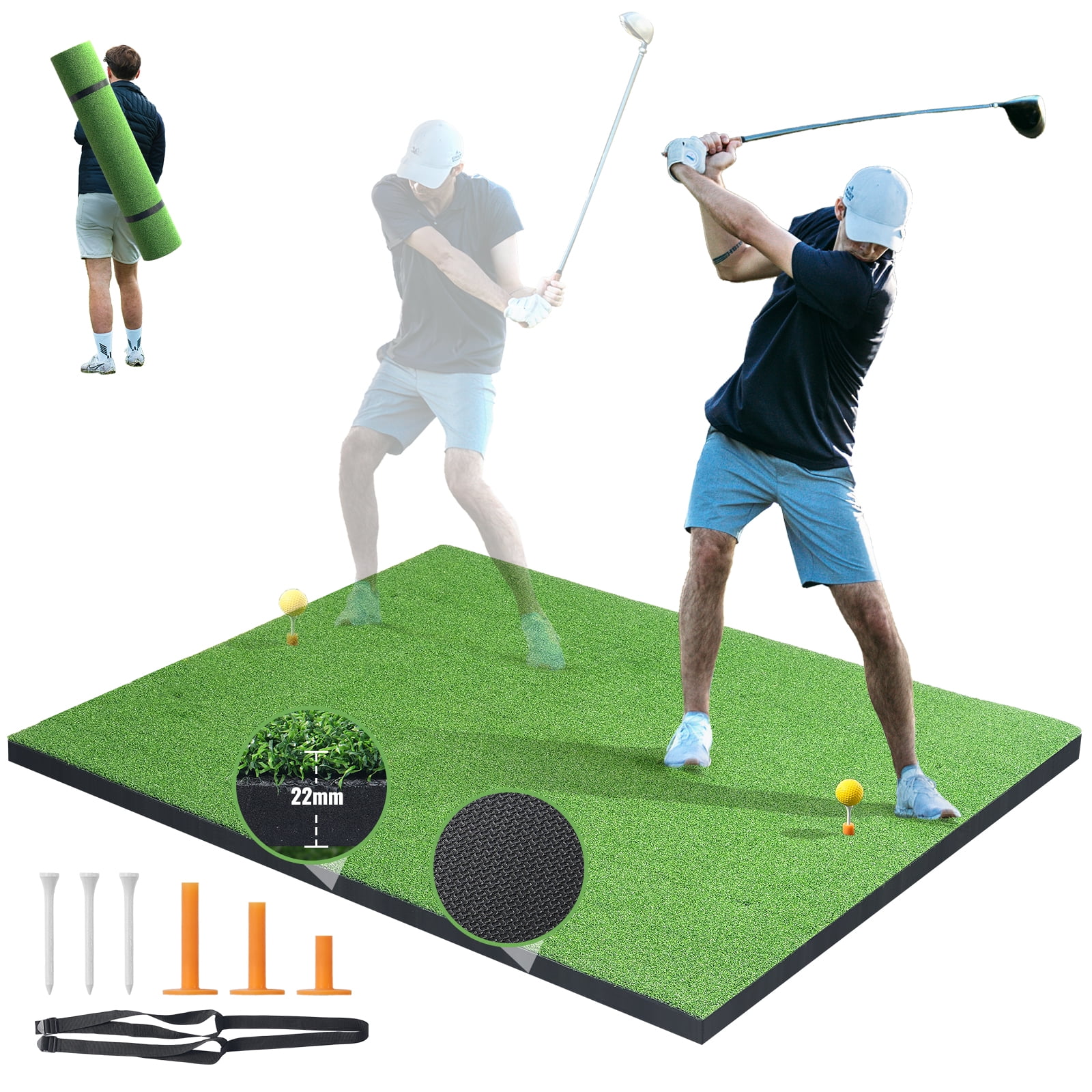 VEVOR Golf Hitting Mat, 5x4ft Artificial Turf Golf Hitting Mat, Golf ...