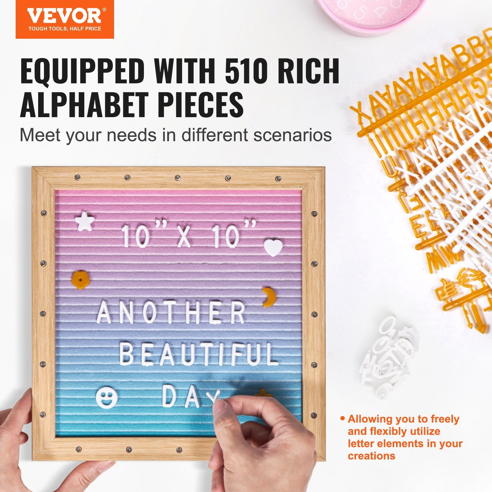 VEVOR Gradient Felt Letter Board, 10"x10" Felt Message Board ...