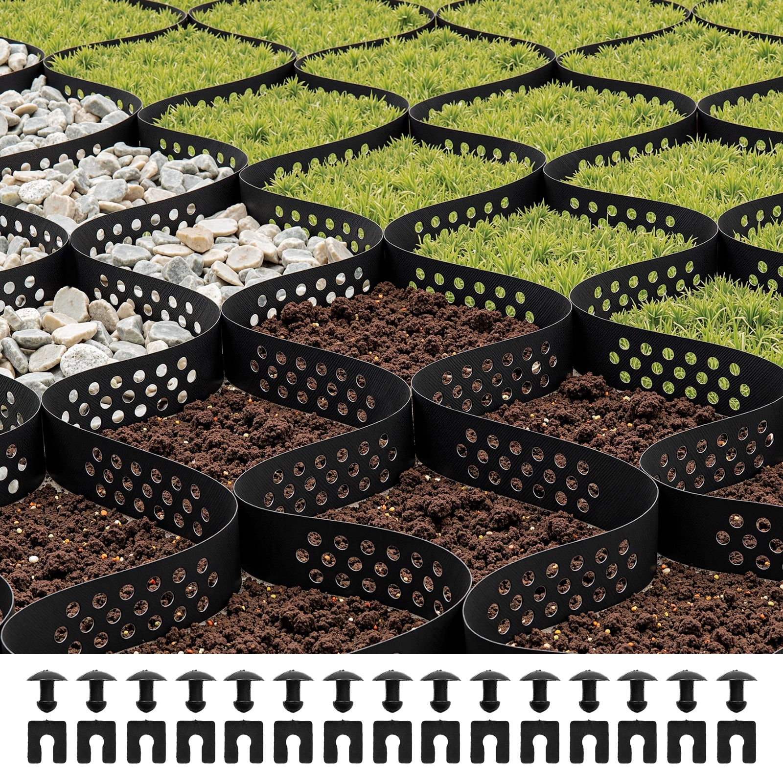 VEVOR Gravel Grid, 2 Inch Depth, 16.4 x 6.5 FT / 5000 x 1980 mm, 1880 ...