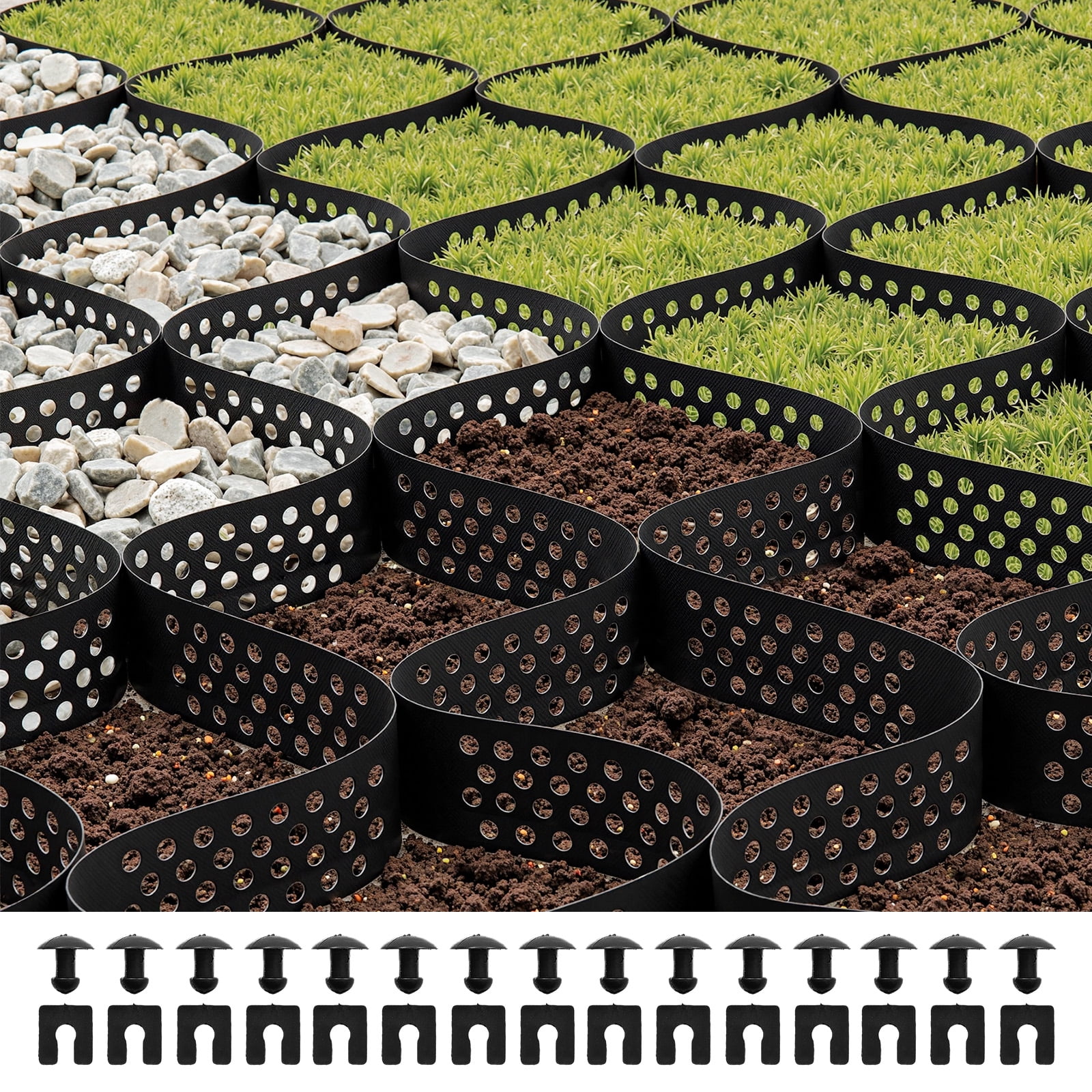 VEVOR Gravel Grid, 3 Inch Depth, 17.06 x 8.86 FT / 5200 x 2700 mm, 1880 ...