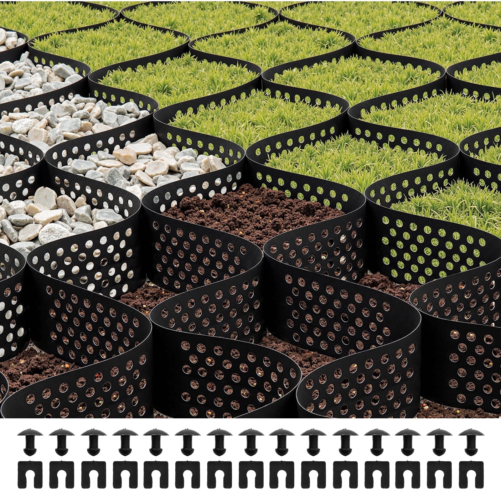 VEVOR Gravel Grid, 4 Inch Depth, 17.06 x 8.86 FT / 5200 x 2700 mm, 1880 ...