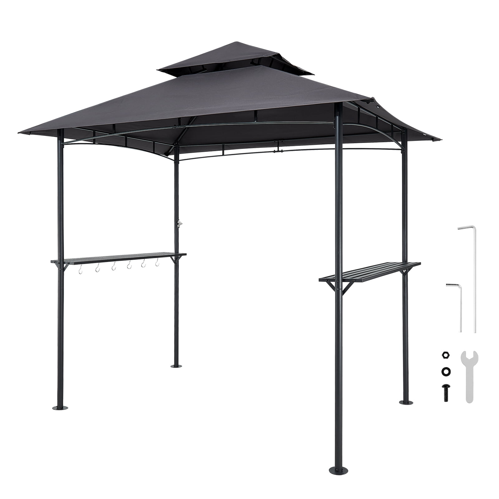 VEVOR Grill Gazebo, 8 x 5 ft Outdoor BBQ Gazebo with Double-Tiered Roof ...